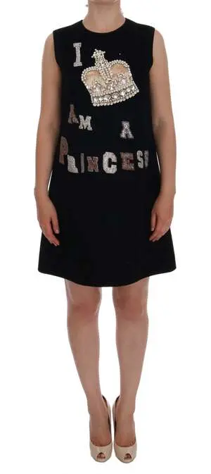 Dolce & Gabbana Crystal Embellished Wool Shift Dress