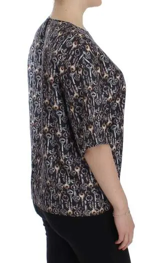 Dolce & Gabbana Printed Silk Blouse - Gray