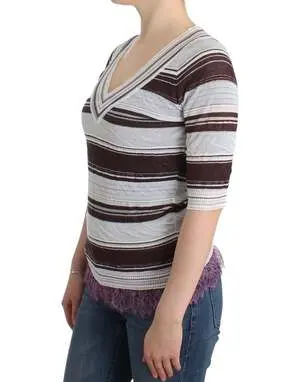 Ermanno Scervino Striped Lace V-neck Top
