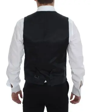 Dolce & Gabbana Striped Single-breasted Wool Vest - Gray