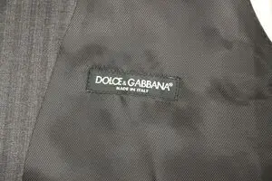 Dolce & Gabbana Striped Single-breasted Wool Vest - Gray