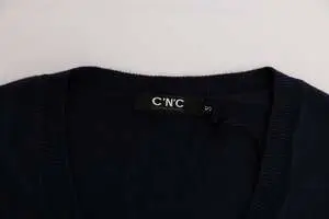 Costume National V-neck Ribbed Fine Knit Sweater
