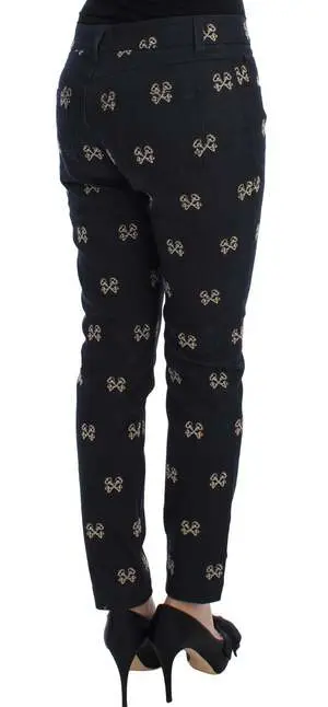 Dolce & Gabbana Key Embroidered Slim Fit Jeans
