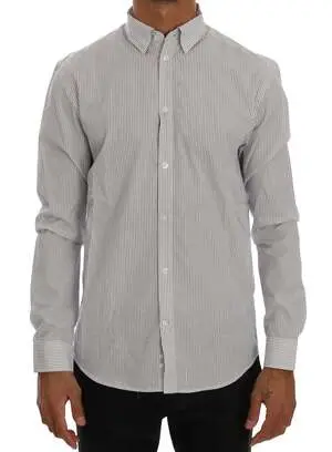 FRANKIE MORELLO White Striped Casual Cotton Regular Fit Shirt