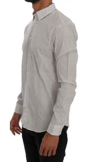 FRANKIE MORELLO White Striped Casual Cotton Regular Fit Shirt