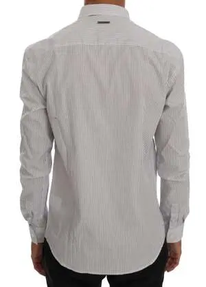 FRANKIE MORELLO White Striped Casual Cotton Regular Fit Shirt