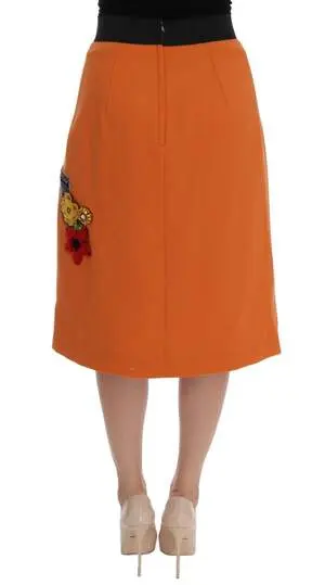 Dolce & Gabbana Wool Embellished Knee Length Skirt