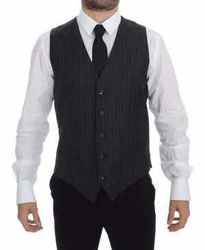 Dolce & Gabbana Striped Wool Vest - Gray