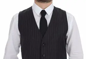 Dolce & Gabbana Striped Wool Vest - Gray