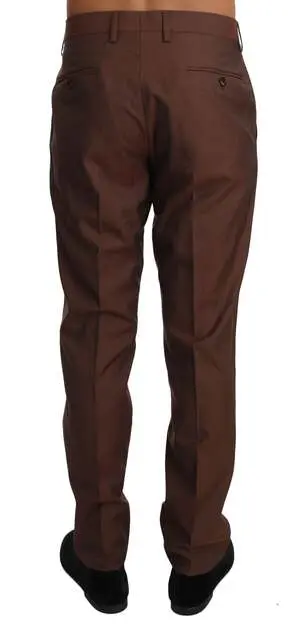 Dolce & Gabbana Wool Silk Formal Trousers - Brown