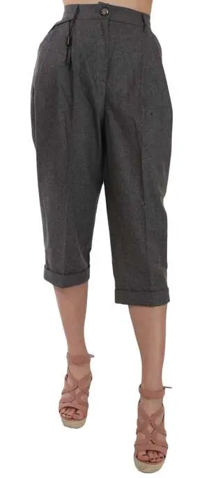 Dolce & Gabbana Wool Blend Cropped Pleated Trousers