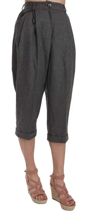 Dolce & Gabbana Wool Blend Cropped Pleated Trousers