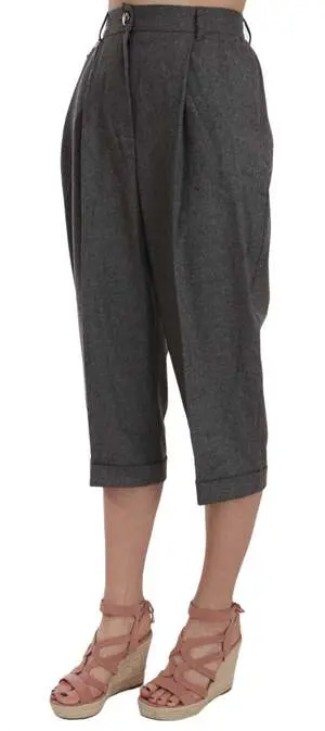 Dolce & Gabbana Wool Blend Cropped Pleated Trousers