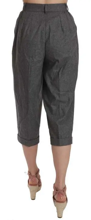 Dolce & Gabbana Wool Blend Cropped Pleated Trousers