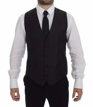Dolce & Gabbana Striped Wool Vest - Gray