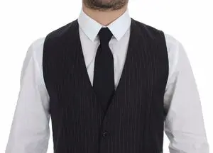 Dolce & Gabbana Striped Wool Vest - Gray