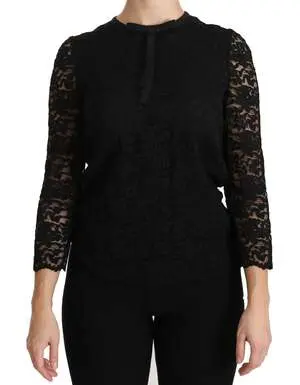Dolce & Gabbana Lace Long Sleeve Crewneck Blouse