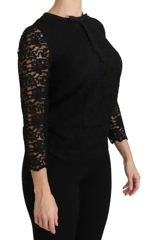 Dolce & Gabbana Lace Long Sleeve Crewneck Blouse