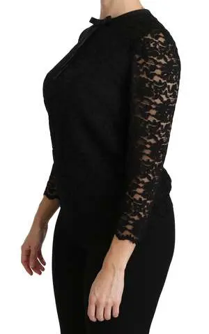 Dolce & Gabbana Lace Long Sleeve Crewneck Blouse