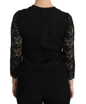 Dolce & Gabbana Lace Long Sleeve Crewneck Blouse