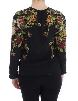 Dolce & Gabbana Key Floral Print Silk Blouse Top