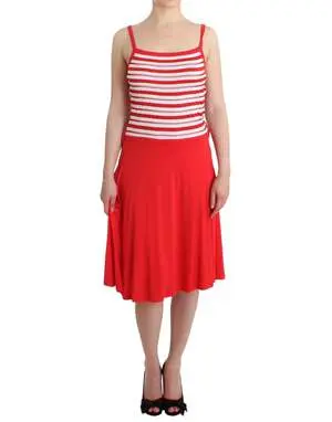 ROCCOBAROCCO Striped Jersey A-line Dress - Red