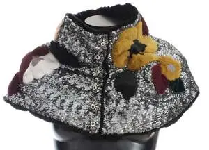 Dolce & Gabbana Sequined Floral Weasel Fur Shoulder Scarf Wrap
