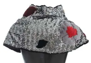Dolce & Gabbana Sequined Floral Weasel Fur Shoulder Scarf Wrap