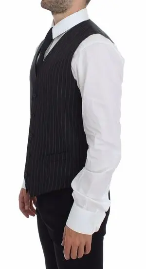 Dolce & Gabbana Striped Wool Vest - Gray