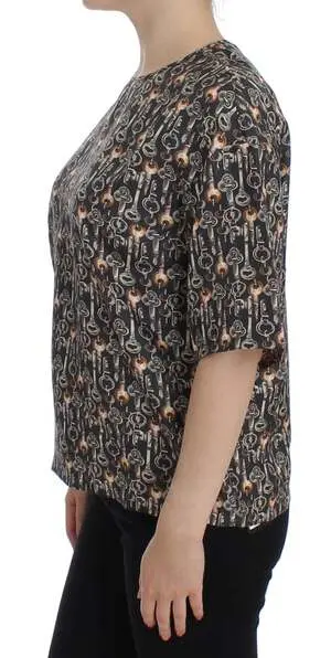 Dolce & Gabbana Printed Silk T-shirt - Gray