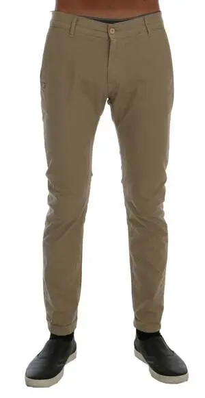 DANIELE ALESSANDRINI Cotton Stretch Slim Fit Chinos - Beige