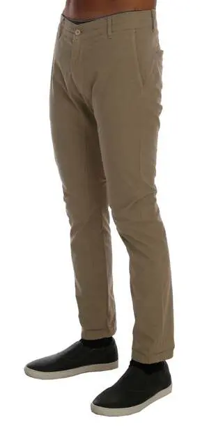 DANIELE ALESSANDRINI Cotton Stretch Slim Fit Chinos - Beige