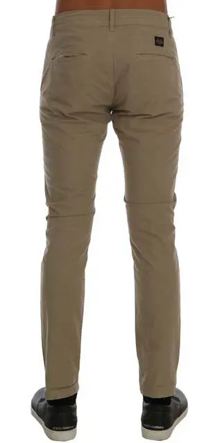 DANIELE ALESSANDRINI Cotton Stretch Slim Fit Chinos - Beige