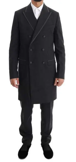 Dolce & Gabbana Wool Stretch 3 Piece Two Button Suit - Gray