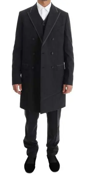 Dolce & Gabbana Wool Stretch 3 Piece Two Button Suit - Gray