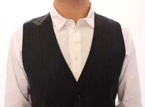 Dolce & Gabbana Striped Wool Single Breasted Vest