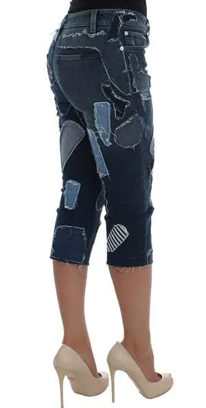 Dolce & Gabbana Patchwork 3/4 Jeans Shorts