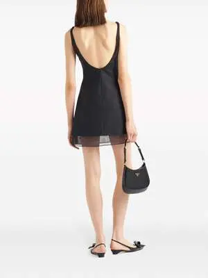 Prada Enamel Triangle-logo Wool Dress