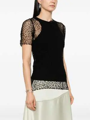 MAISON MARGIELA Dot-embroidered Semi-sheer Top
