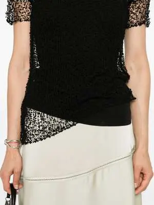 MAISON MARGIELA Dot-embroidered Semi-sheer Top
