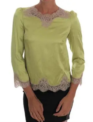 Dolce & Gabbana Silk-stretch Blouse With Floral Lace
