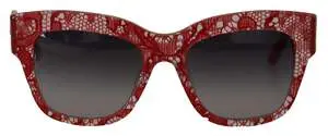 Dolce & Gabbana Lace Acetate Rectangle Sunglasses - Red