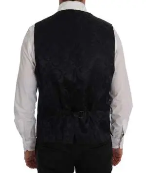 Dolce & Gabbana Striped Wool-blend Waistcoat - Gray