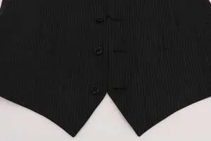 Dolce & Gabbana Striped Wool-blend Waistcoat - Gray