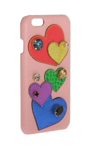 Dolce & Gabbana Leather Heart Crystal Phone Case