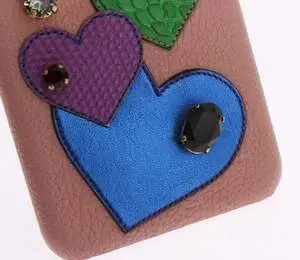 Dolce & Gabbana Leather Heart Crystal Phone Case