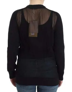 John Galliano Wool Cardigan With Transparent Back - Black