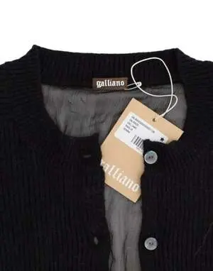 John Galliano Wool Cardigan With Transparent Back - Black