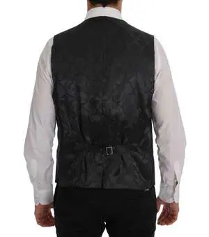Dolce & Gabbana Wool Stretch Striped Vest - Gray
