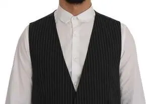 Dolce & Gabbana Wool Stretch Striped Vest - Gray